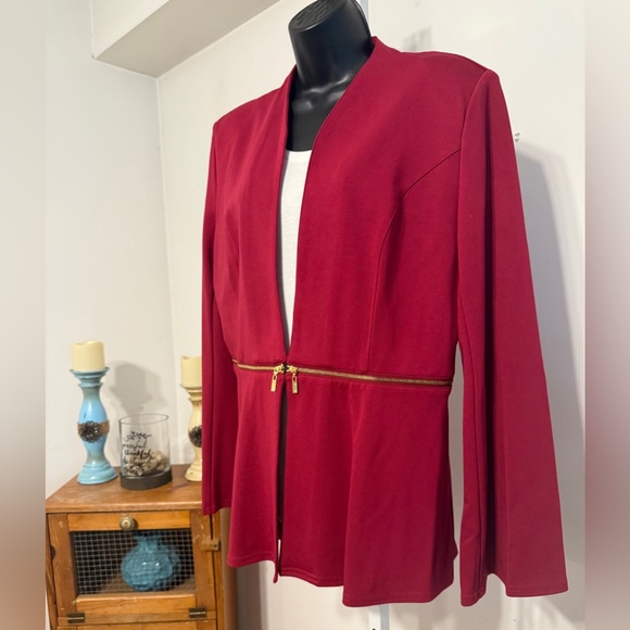 IMAN | Jackets & Coats | Iman Red Blazer With Gold Zipper | Poshmark